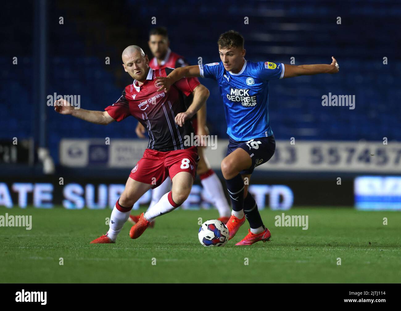 Peterborough, UK. 30th Aug, 2022. Jake Taylor (S) Harrison Burrows (PU ...