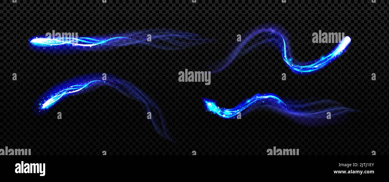 Blue magic light, smoke or wind effect with stars or sparkles. Wand ...