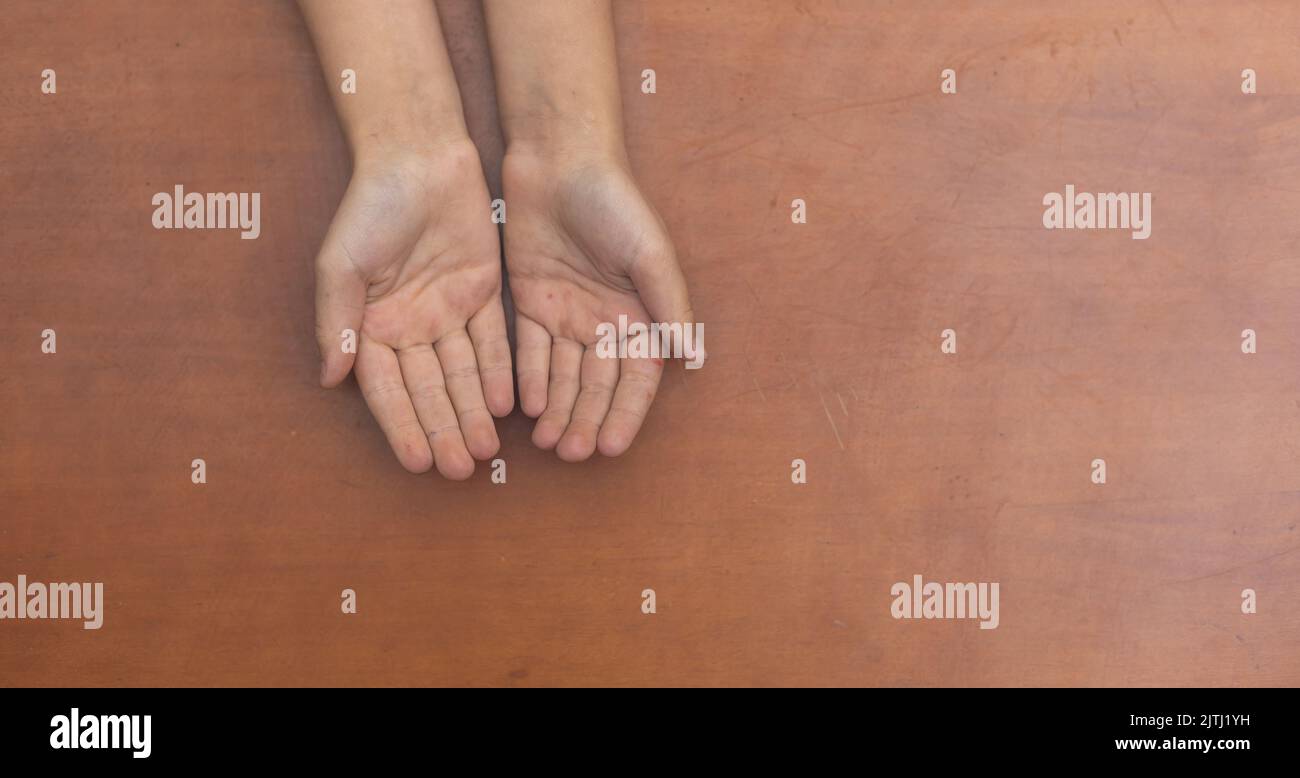 Children's hands, open palms. Concept of clean hands Stock Photo - Alamy