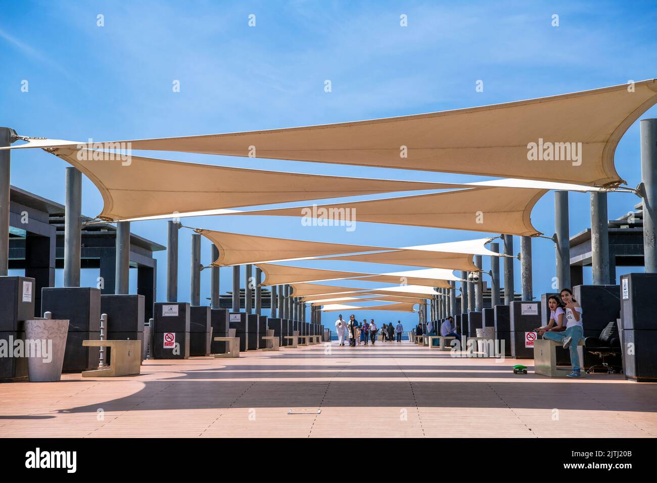 Concrete pier with canvas awnings Corniche Jeddah Stock Photo - Alamy