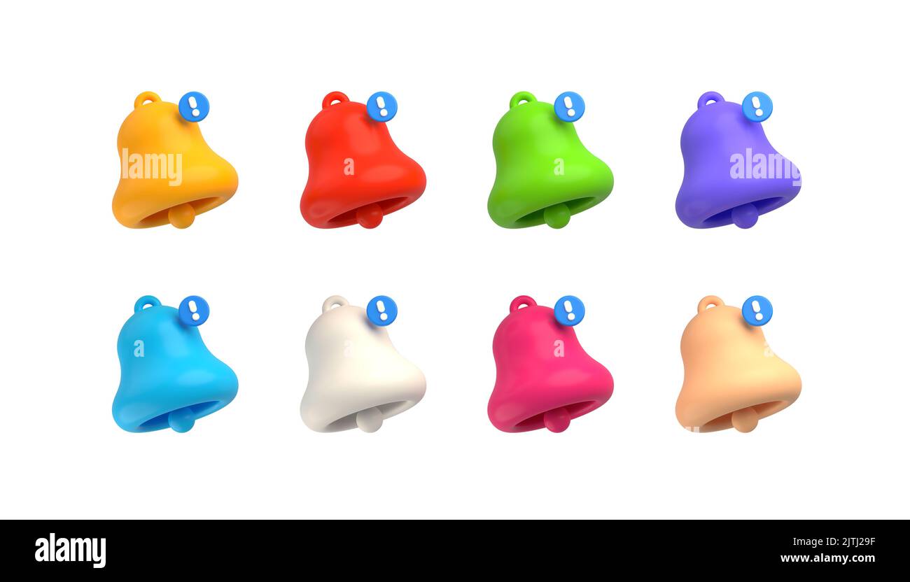 Alert message icons with colored bells and exclamation points. Symbols ...