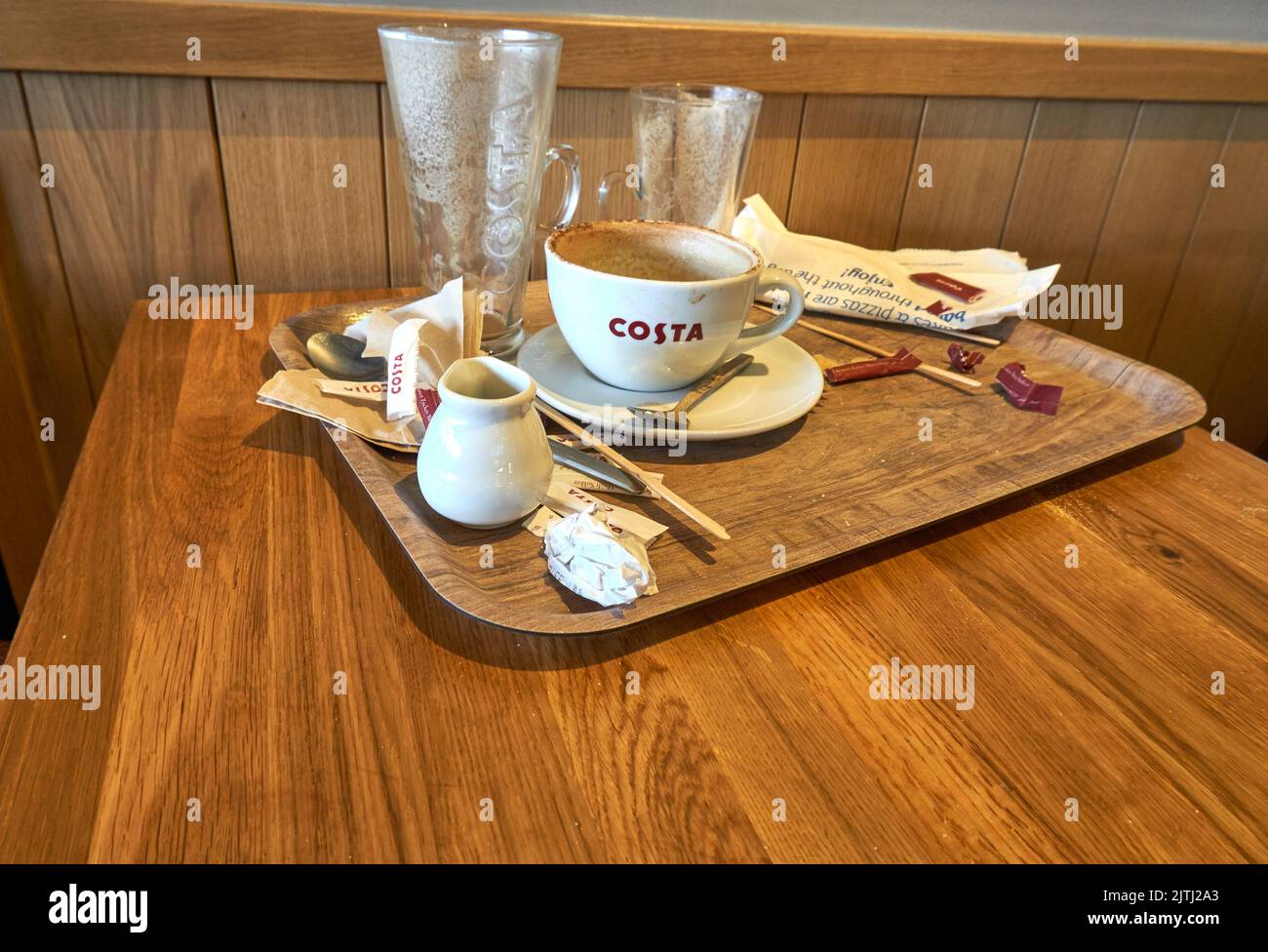 A tray of dirty crockery in a coffee shop Stock Photo - Alamy