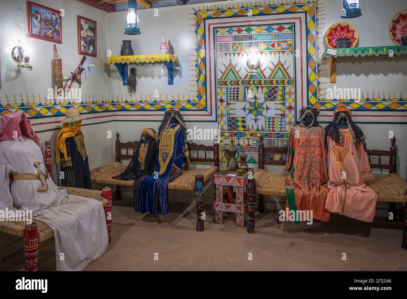 Typical interior room with models made out of textilles and showing ...