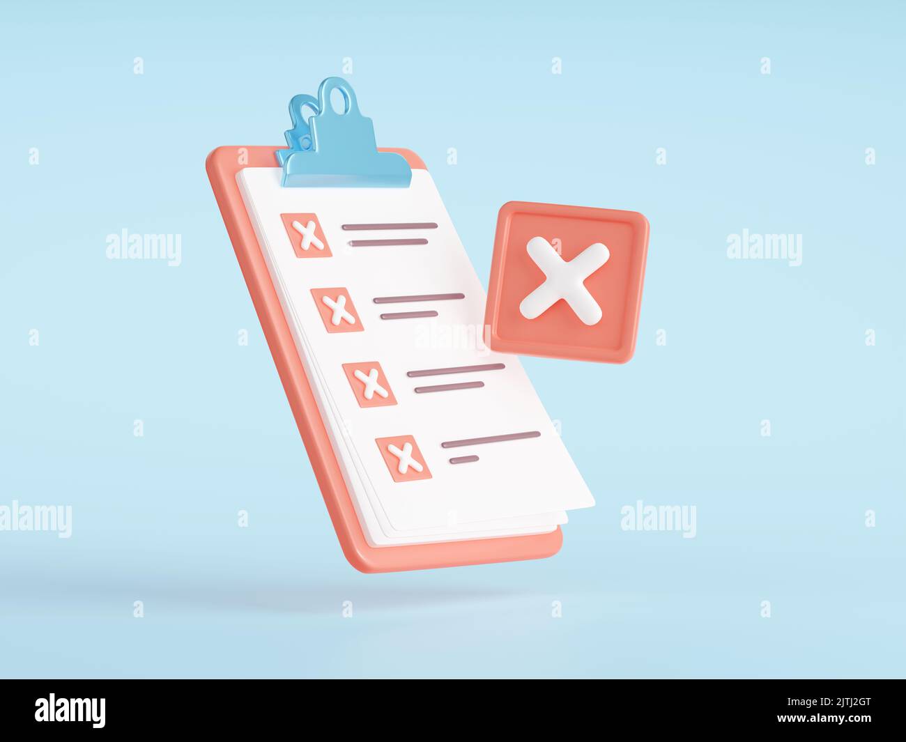 Denied Checklist Clipboard With Paper Notes With Cross Marks In List Isolated On Background