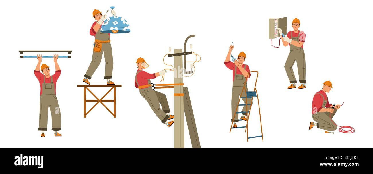 Electrician, maintenance service worker in helmet. Man technician ...