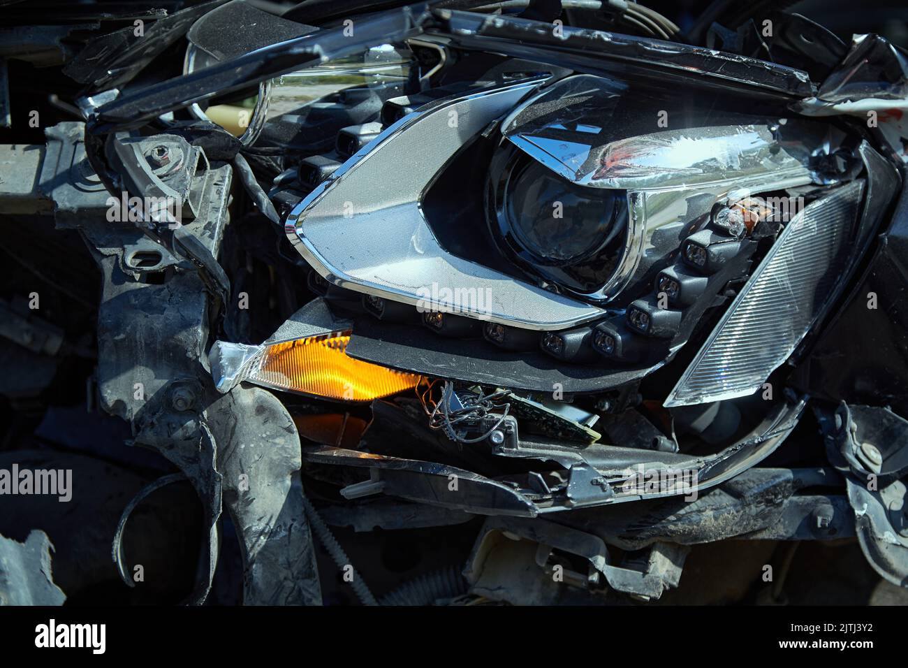 September 30, 2021, Riga, Latvia: car accident on a road, car after a ...