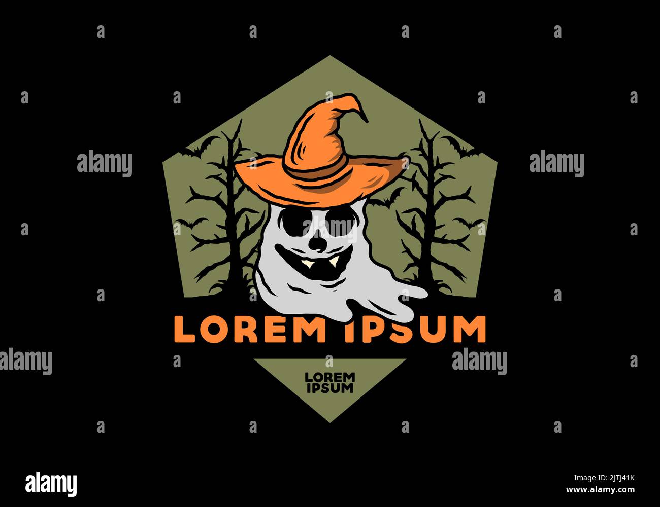 Scary Halloween ghost stuff illustration design Stock Vector Image ...