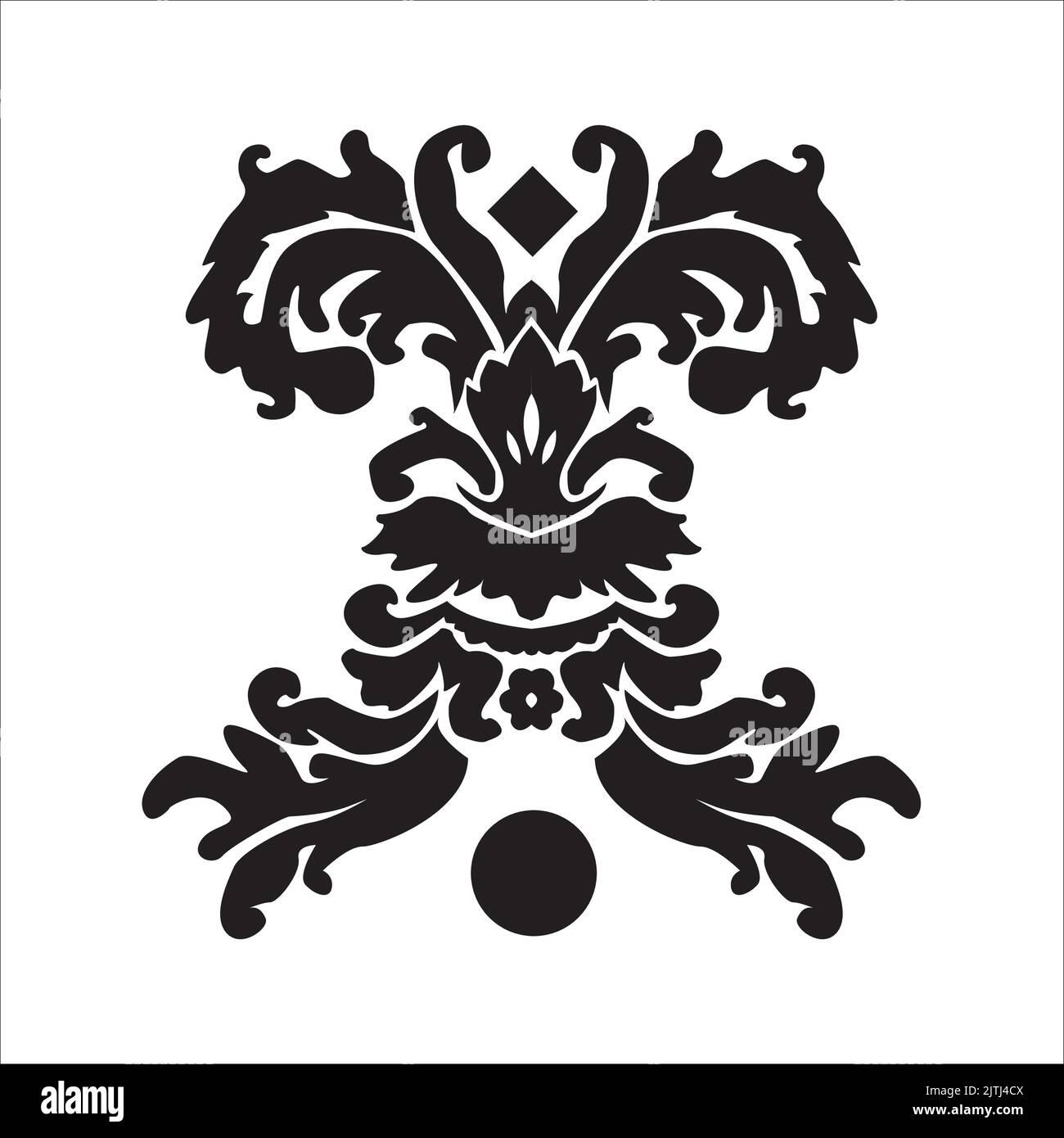 A simple clip art of a symmetrical tattoo design on a white background ...