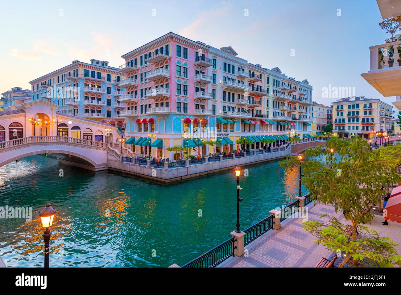 Qanat Quartier is a little Venice in Pearl Qatar Stock Photo - Alamy
