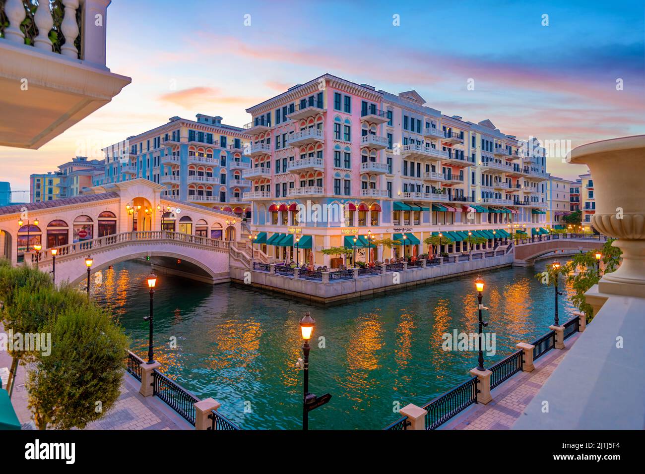 Qanat Quartier is a little Venice in Pearl Qatar Stock Photo - Alamy