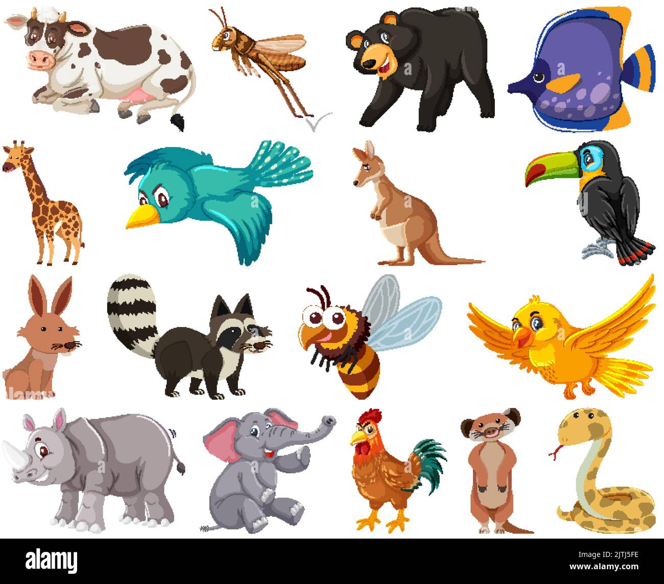 Set of various animals cartoon illustration Stock Vector Image & Art ...