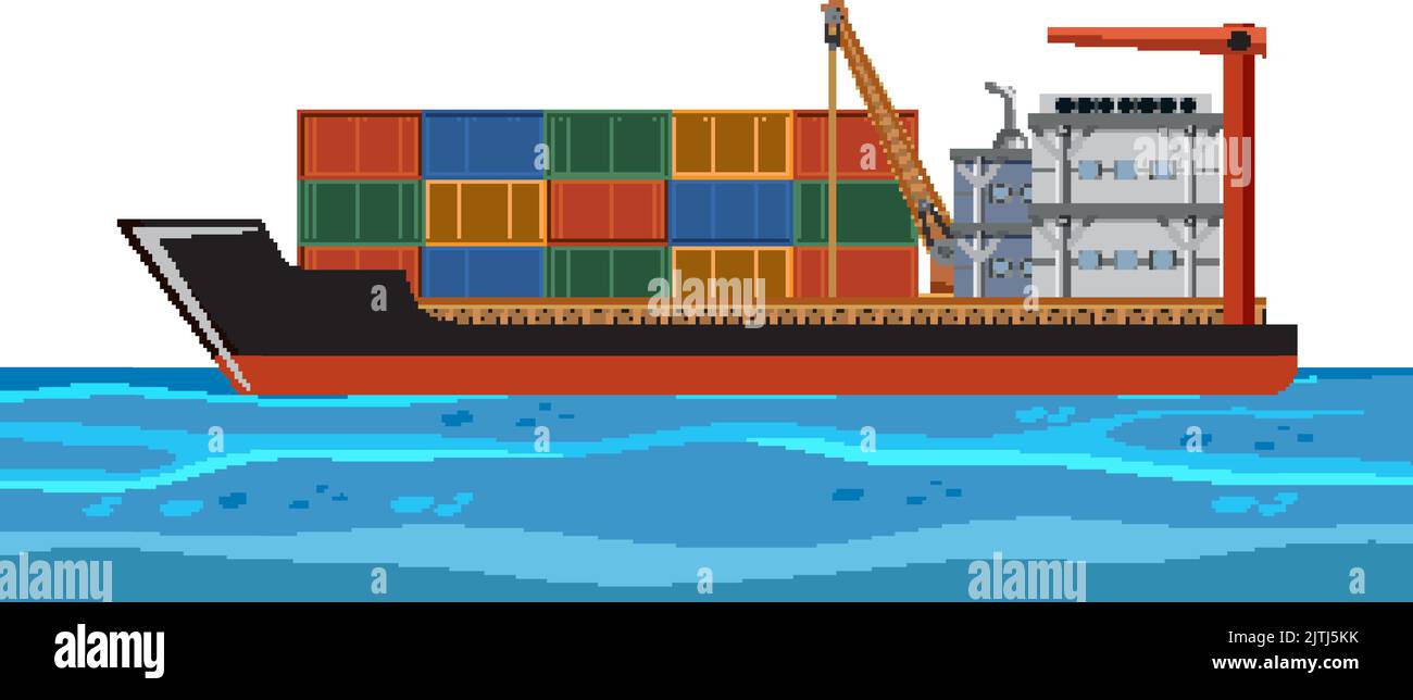 Cargo ship with containers illustration Stock Vector Image & Art - Alamy
