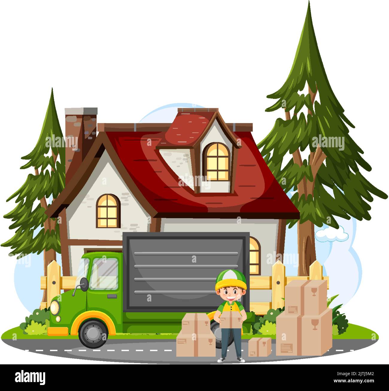 Delivery man standing in front Stock Vector Images - Alamy