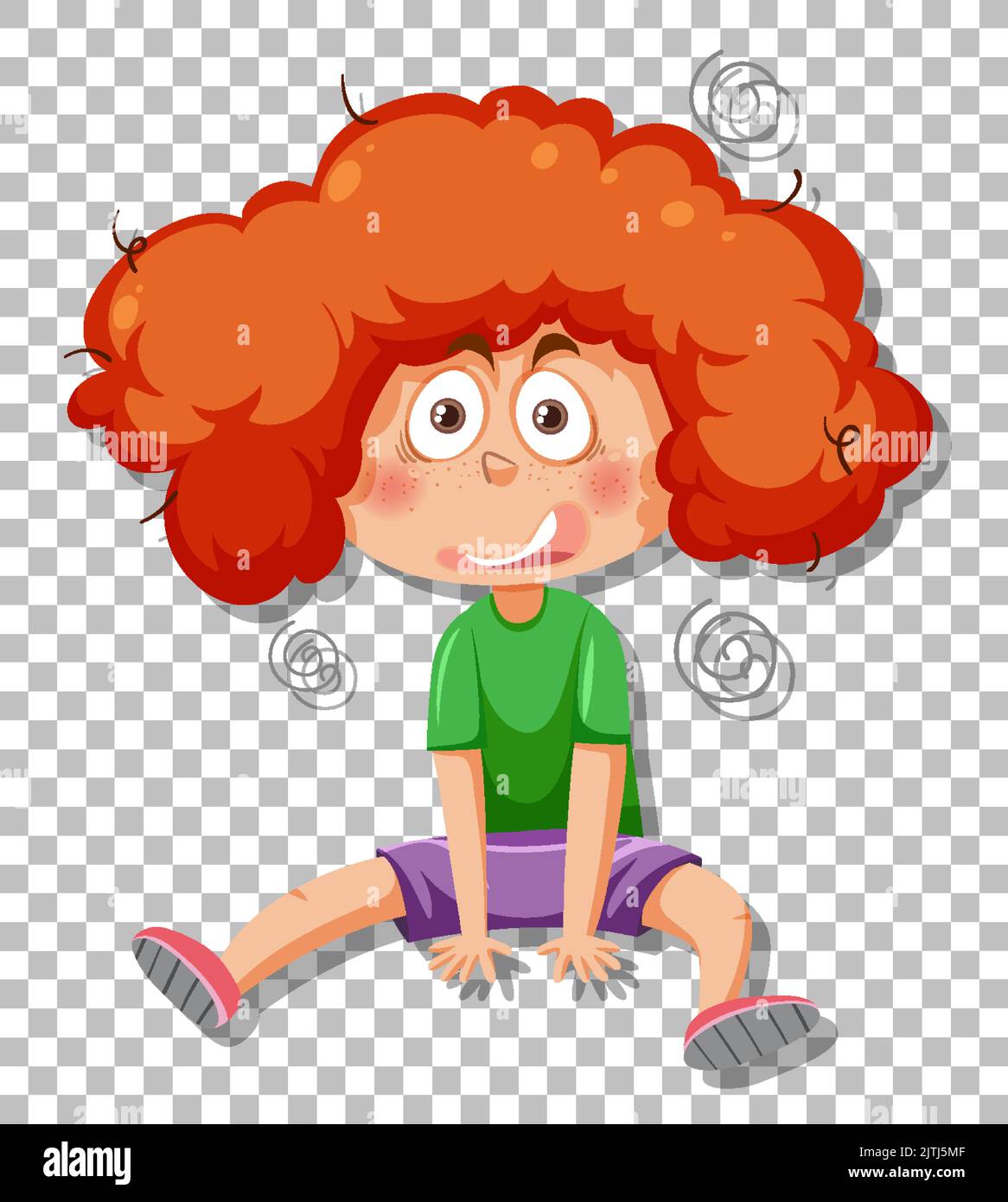 Dizzy girl cartoon character on grid background illustration Stock ...