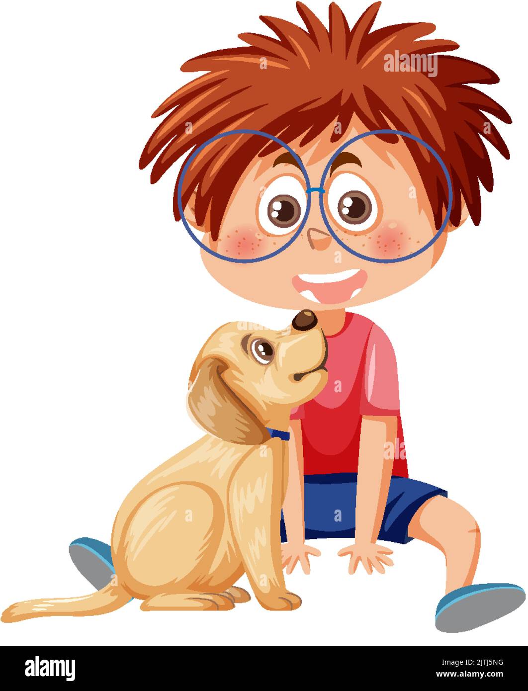 A boy with his dog cartoon character illustration Stock Vector Image ...