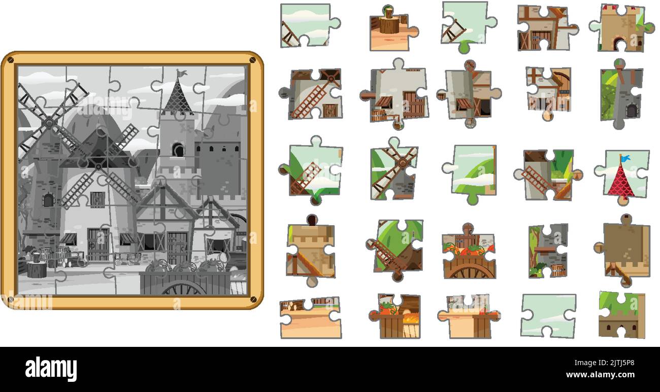 Photo jigsaw puzzle game template illustration Stock Vector Image & Art ...