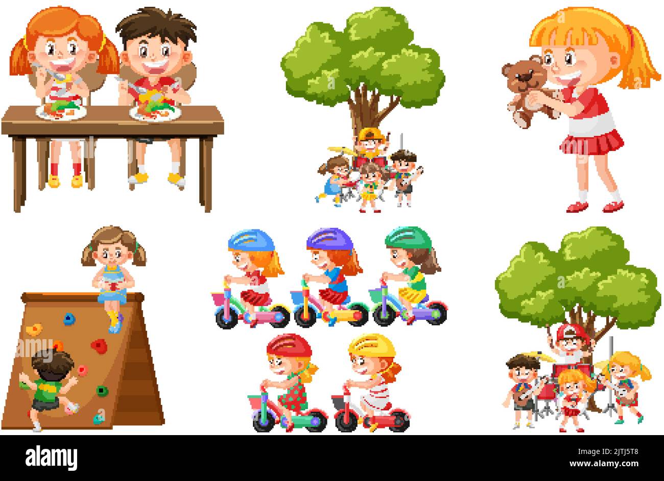 Set of children doing different activities illustration Stock Vector ...