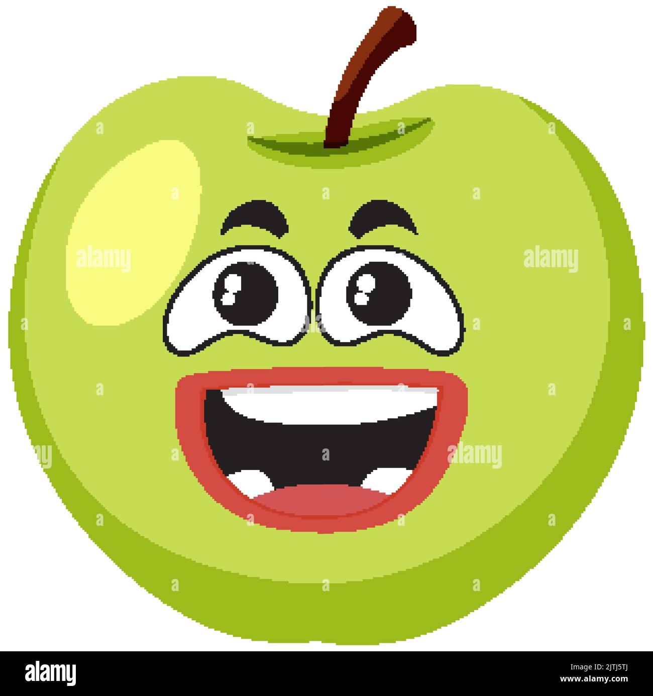 Green apple with facial expression illustration Stock Vector Image ...