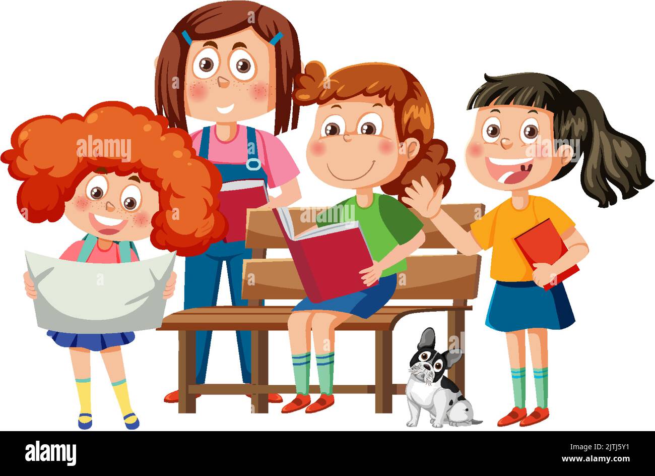 Happy children group cartoon illustration Stock Vector Image & Art - Alamy