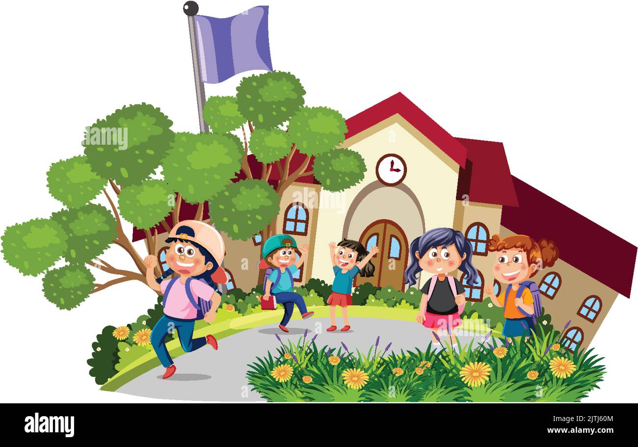 Children walking on street illustration Stock Vector Image & Art - Alamy