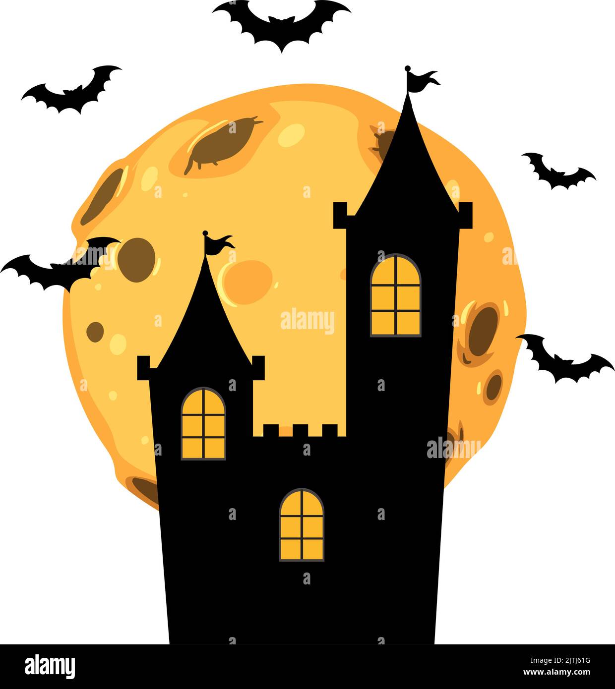 Spooky castle with bat isolated illustration Stock Vector Image & Art ...