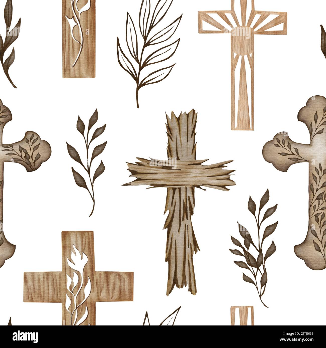 Watercolor Flower Cross, Wood Cross, Baptism, Floral Seamless Patteern ...