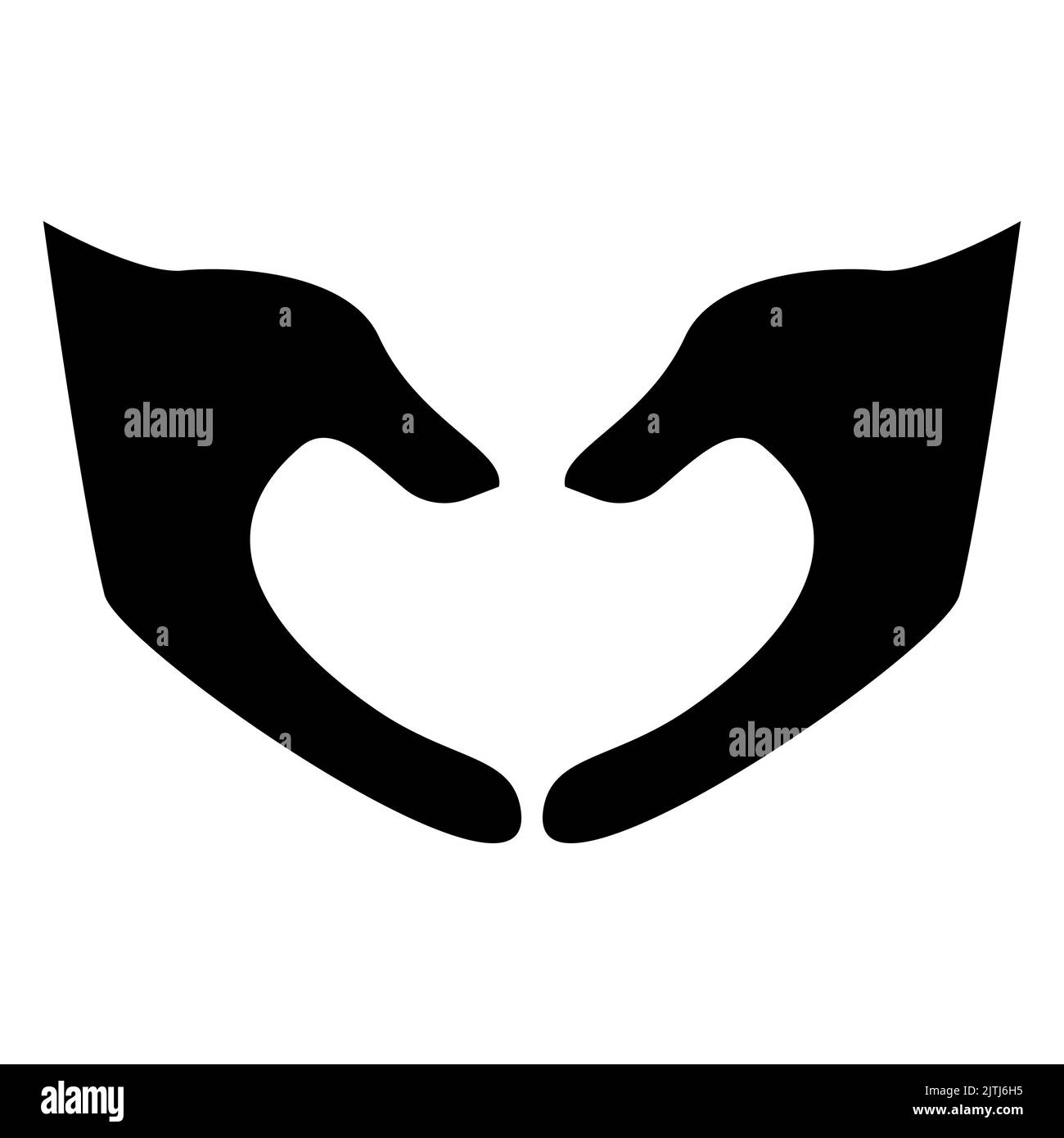 Human hand silhouette heart shape charity concept isolated on white ...