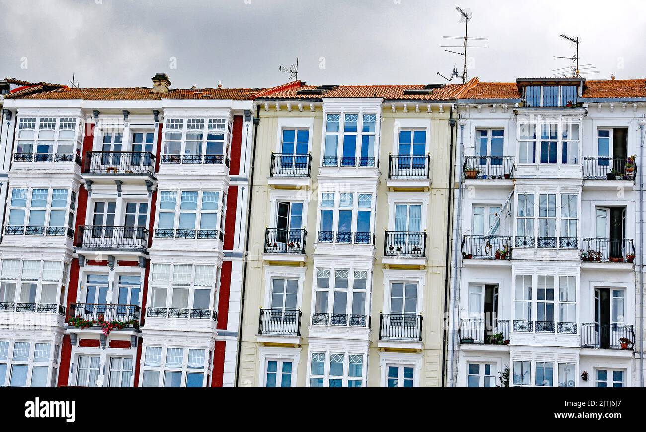 Classic building on the promenade of Castro Urdiales, Cantabria, Spain ...