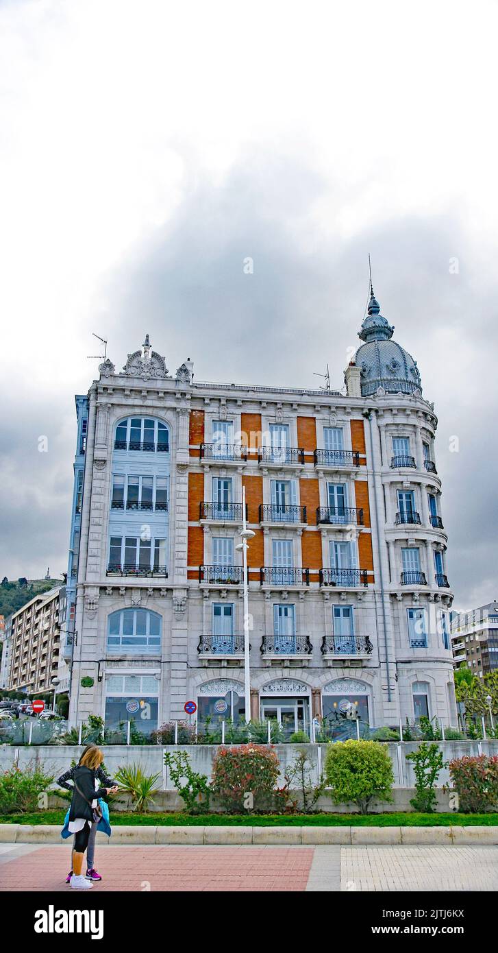 Classic building on the promenade of Castro Urdiales, Cantabria, Spain ...