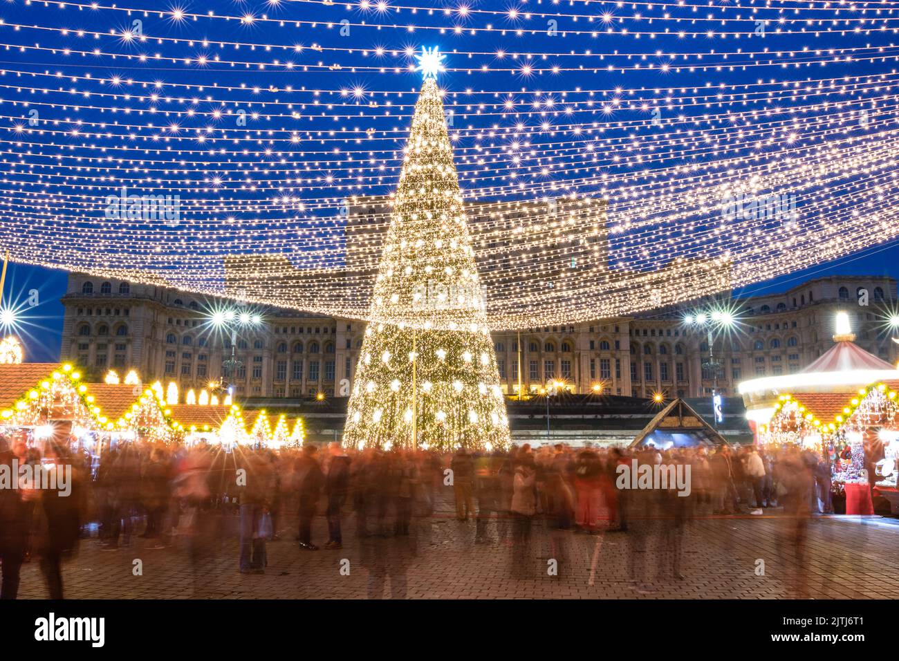 Bucharest Christmas market at night Stock Photo - Alamy