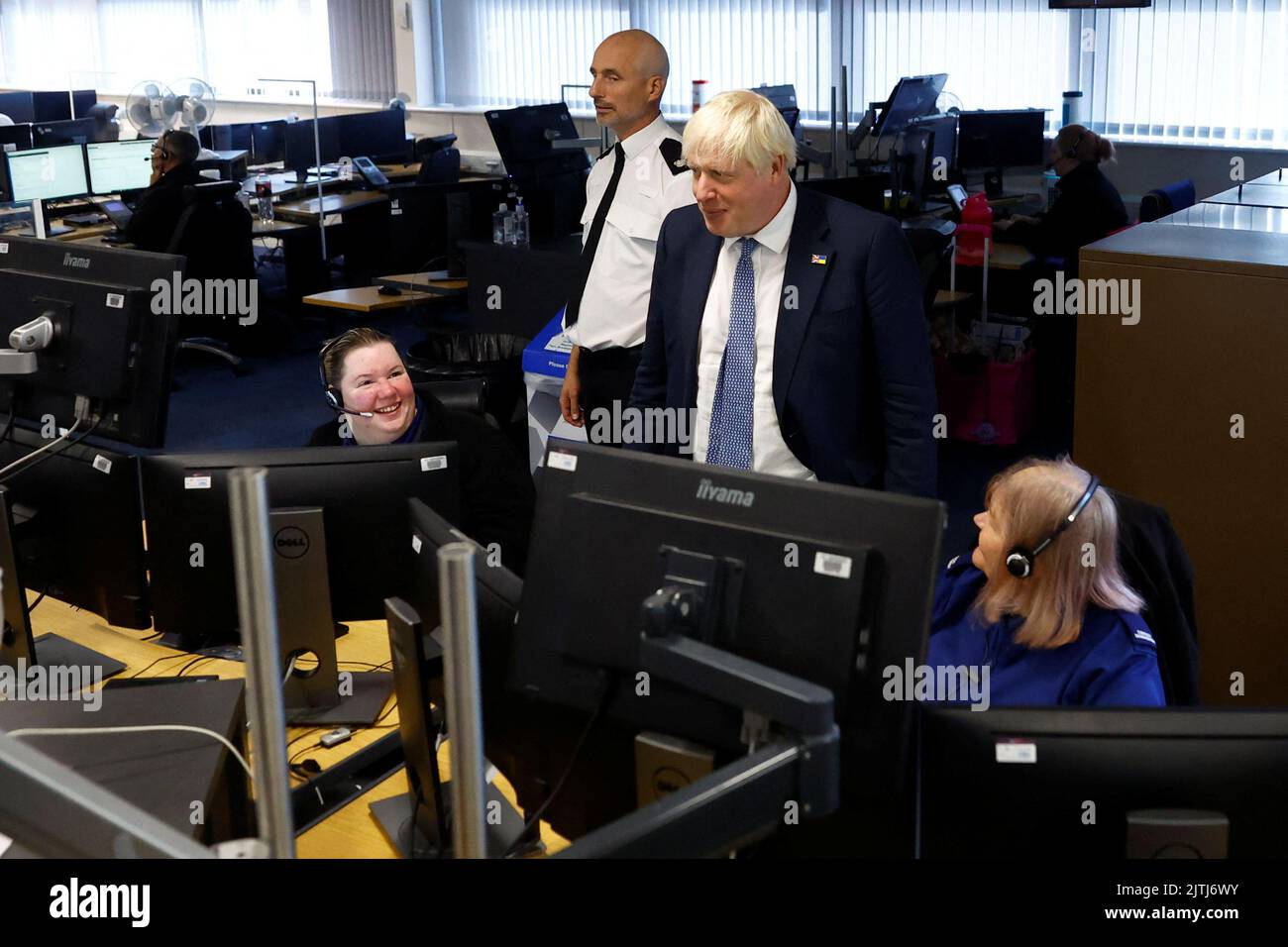 British Prime Minister Boris Johnson and Home Secretary Priti Patel ...