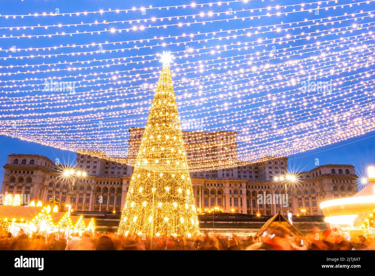 Bucharest Christmas market at night Stock Photo - Alamy