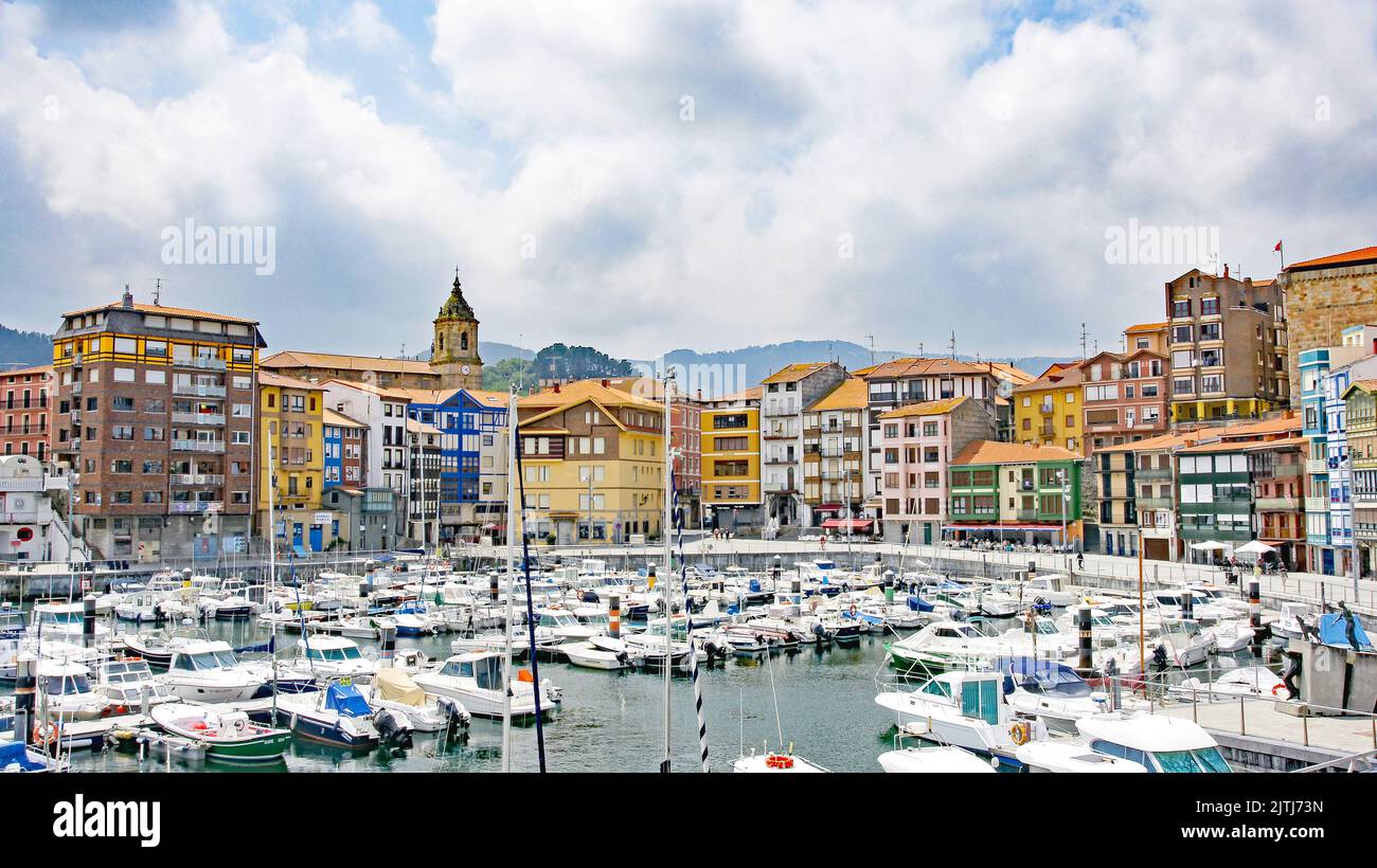 Fishing boats in the port of Bermeo, Vizcaya, Spain, Europe Stock Photo ...
