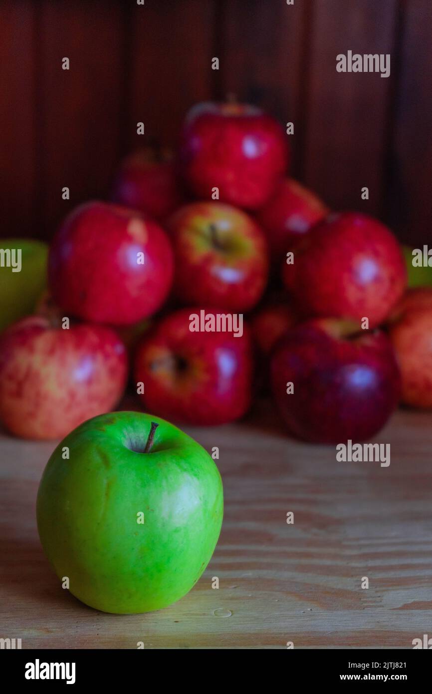 portraits of apples. concept of stacked fruits Stock Photo - Alamy