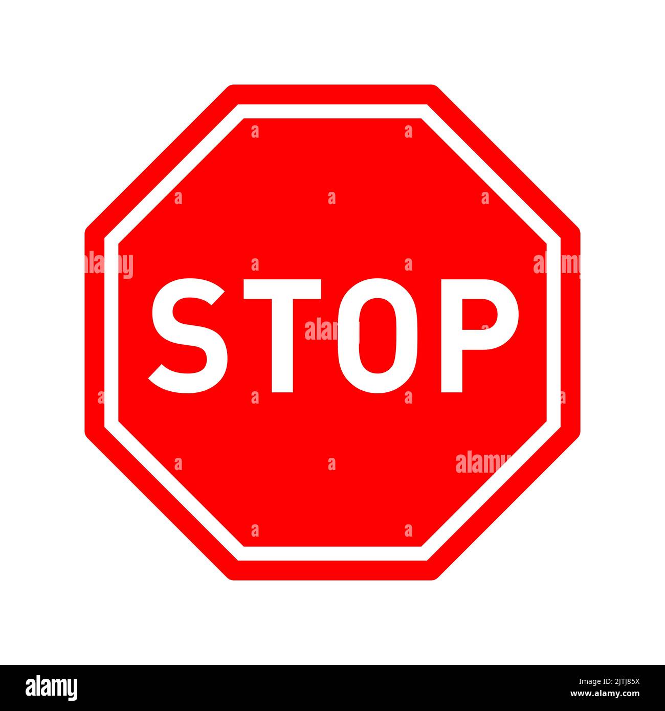 Red stop Sign, Traffic regulatory warning stop symbol in black flat ...