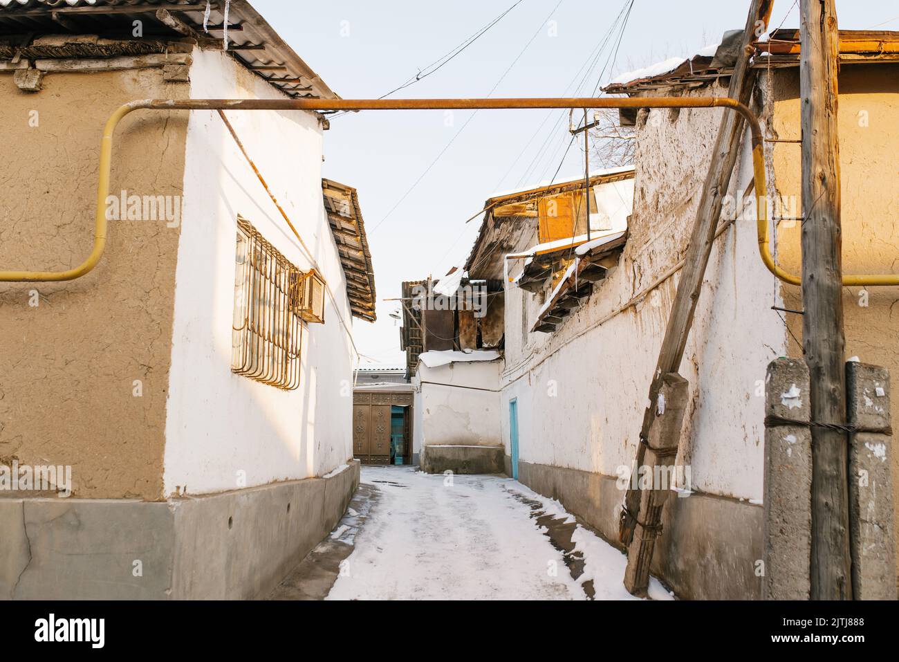 Tashkent, Uzbekistan. December 2020. Traditional national mahali houses ...