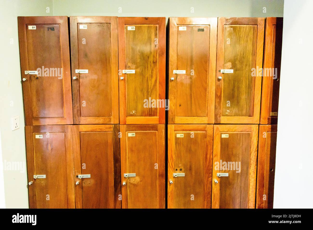 Old wooden lockers Stock Photo - Alamy