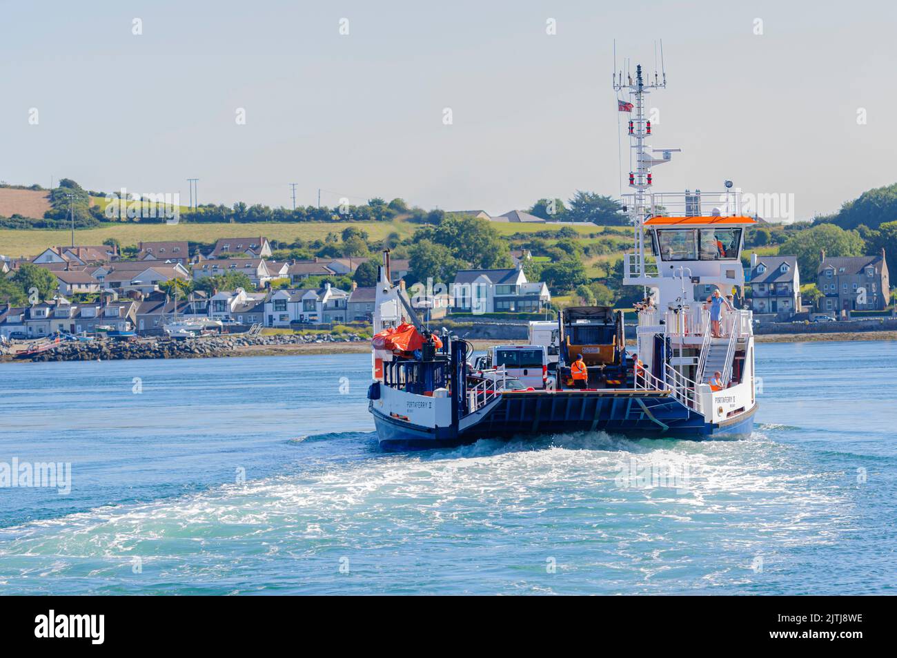 Strangford passenger and car ferry departing Strangford for Portaferry ...