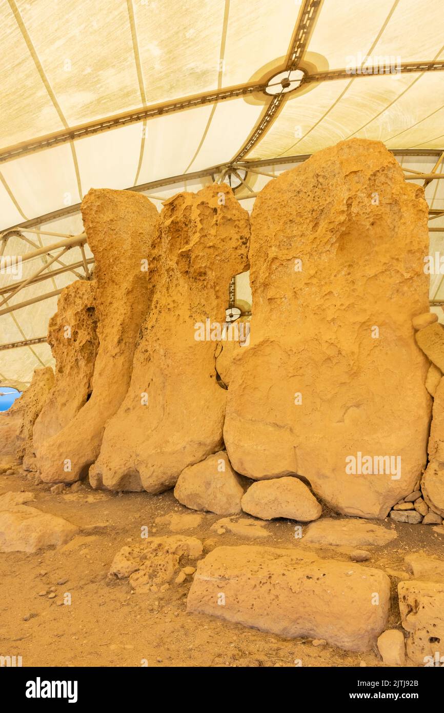 Megalithic ancient temple at the Hagar Qim Complex in Qrendi Malta ...