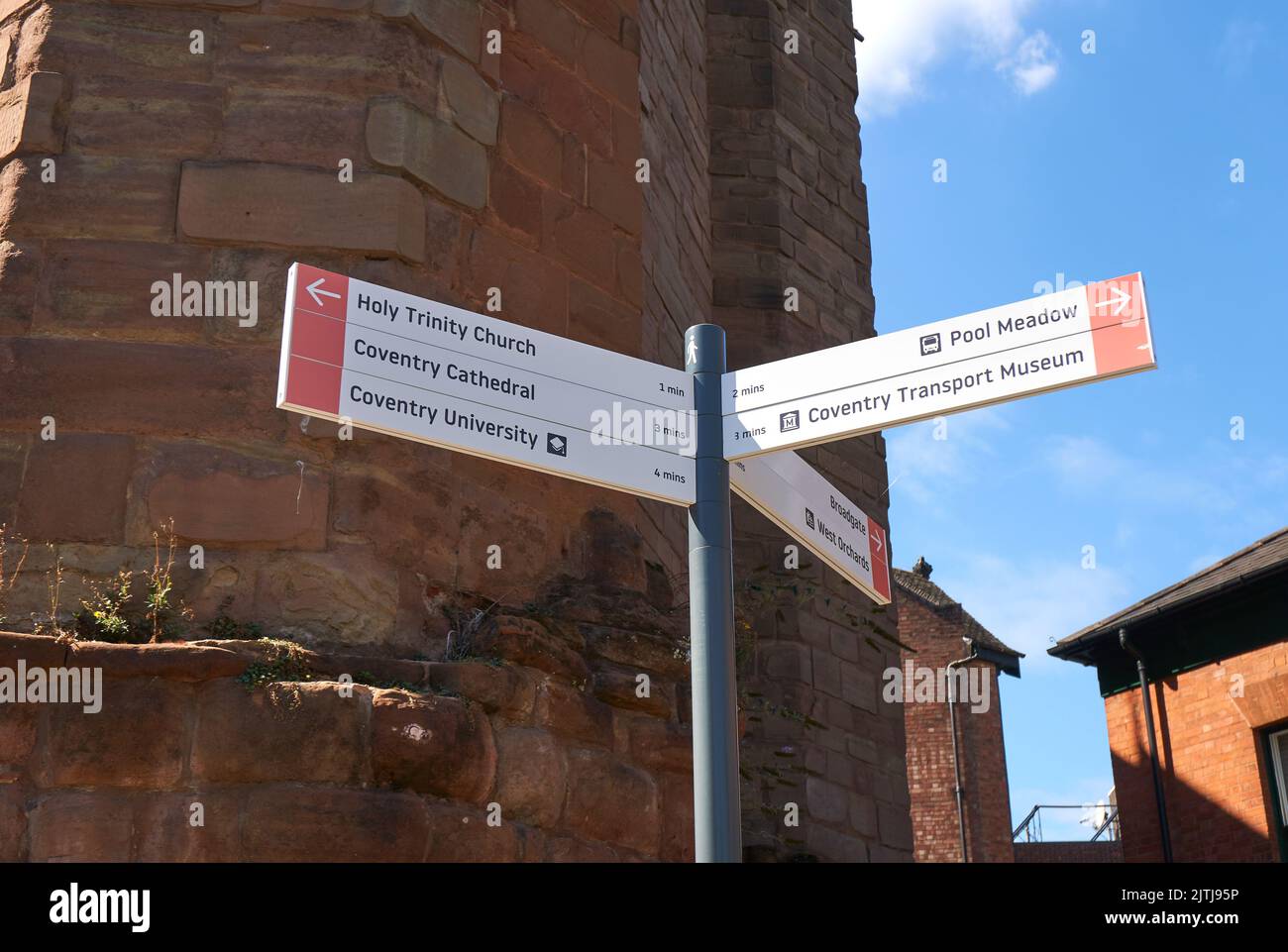 Tourist sign post in Coventry city center, UK Stock Photo - Alamy
