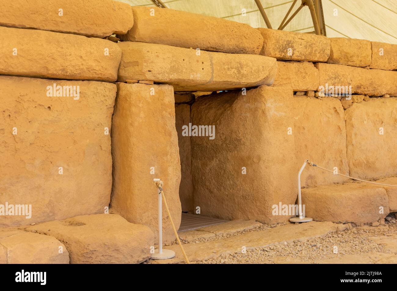 Megalithic ancient temple at the Hagar Qim Complex in Qrendi Malta ...