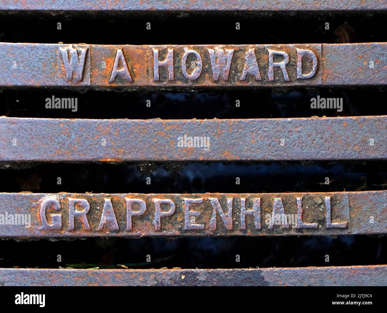 WA Howard,Grappenhall embossed cast iron grid, Warrington, Cheshire ...