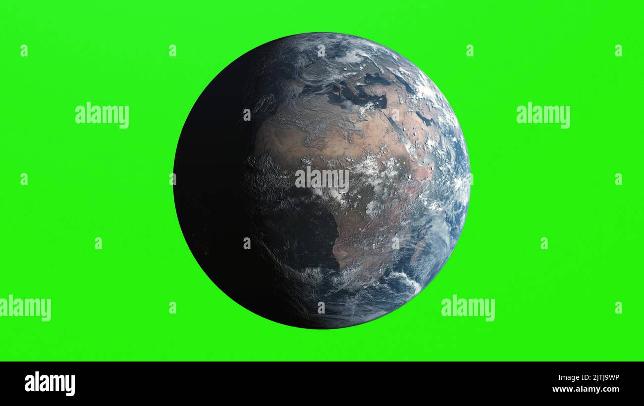 Flight to earth - earth in space on Green Screen. High detailed texture ...