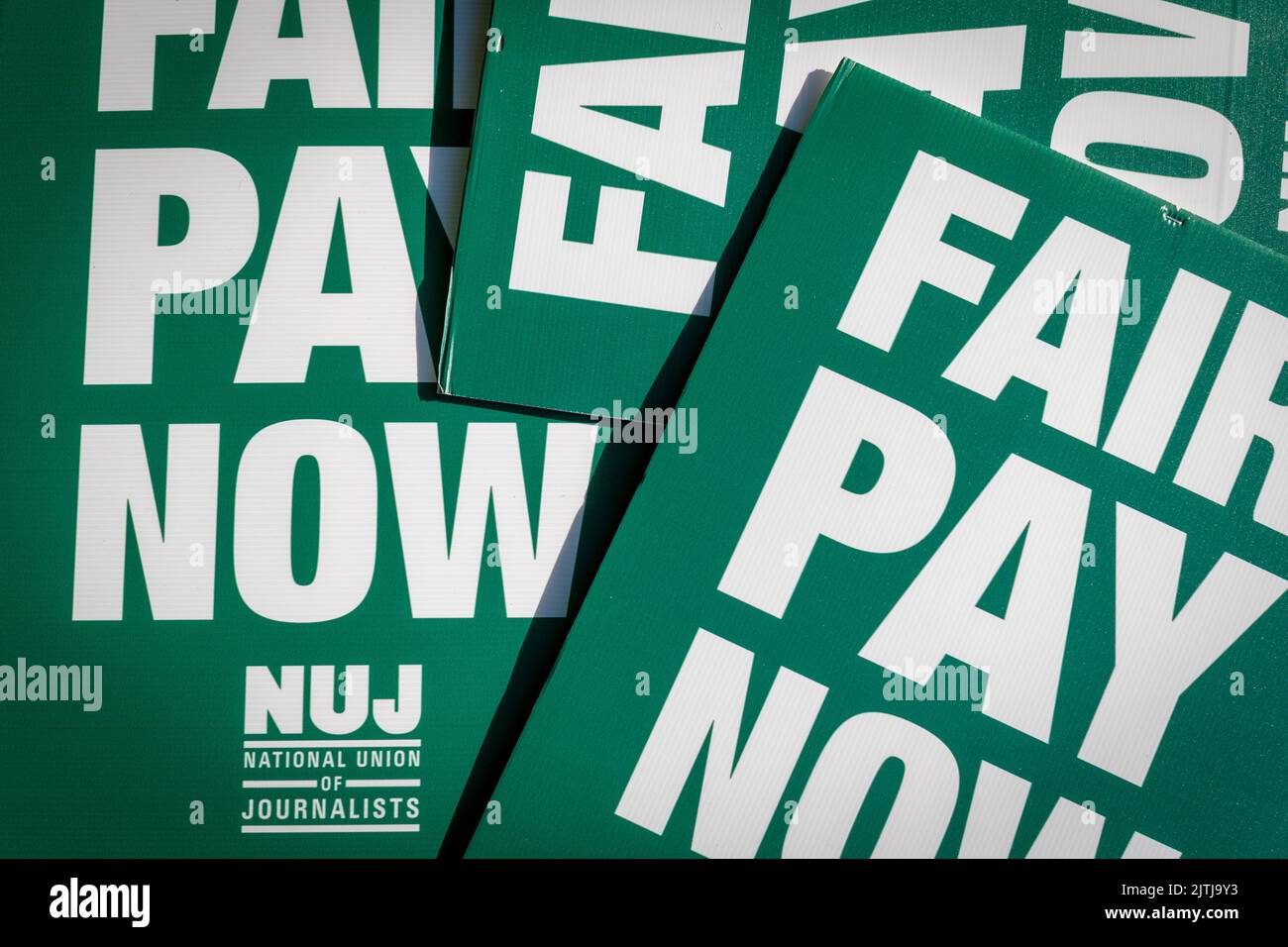 Manchester, UK. 31st Aug, 2022. Placards are prepared for the picket ...