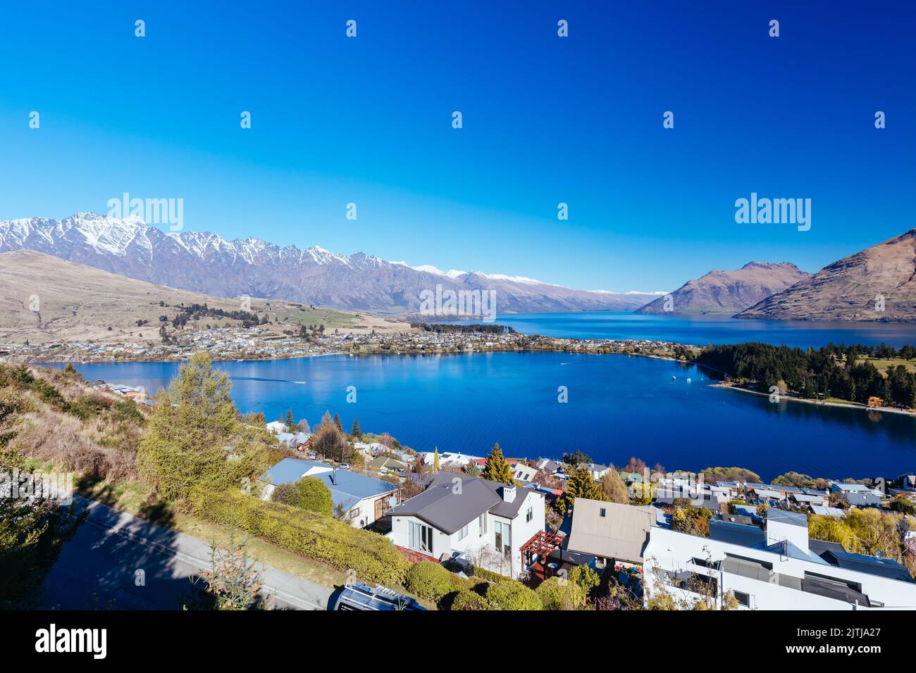 View over Queenstown and Cecil Peak in New Zealand Stock Photo - Alamy