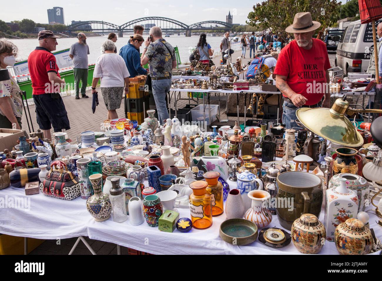 flea market on the banks of the river Rhine between Bastei and ...