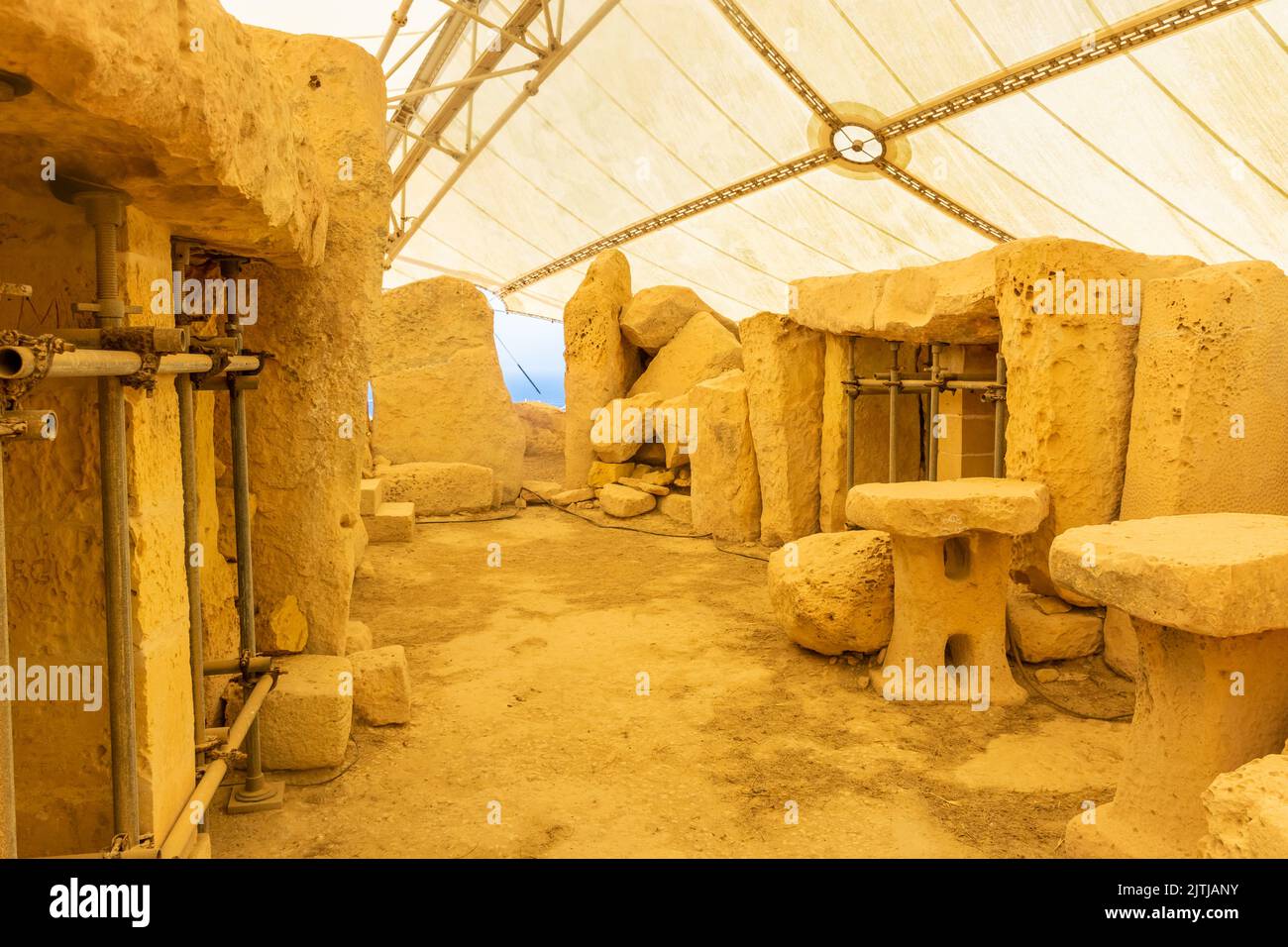 Megalithic ancient temple at the Hagar Qim Complex in Qrendi Malta ...