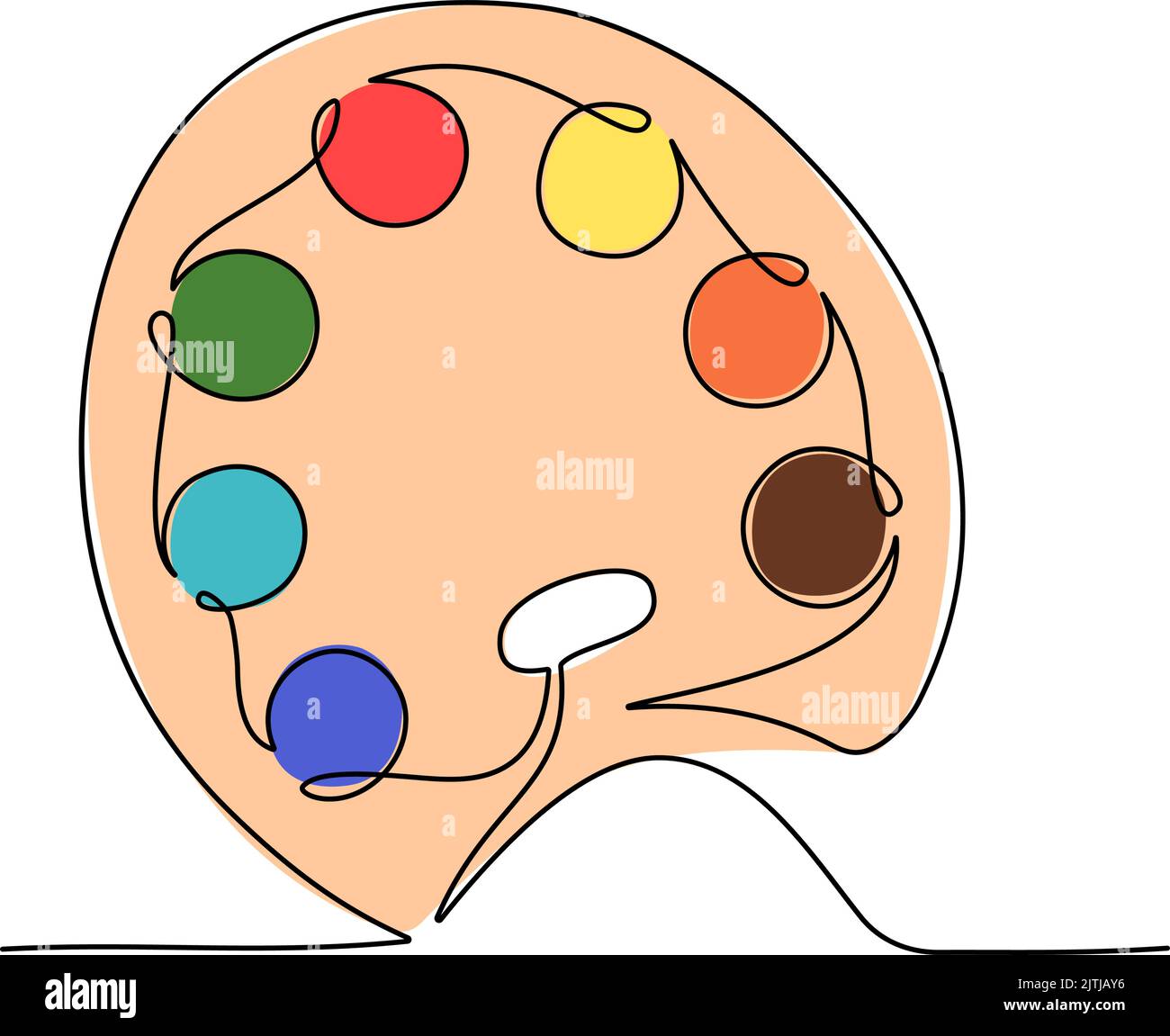 Continuous one line drawing of painting palette. Vector illustration ...