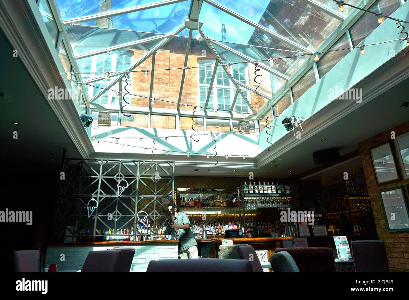 Drinks bar inside a restaurant Stock Photo - Alamy