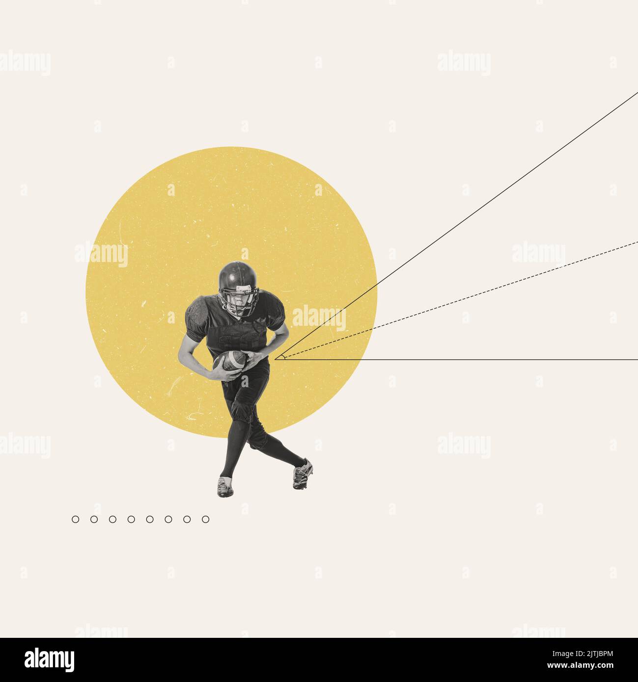 Contemporary art collage. Portrait of young man, american football ...